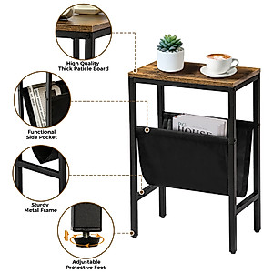 Small End Tables for Small Spaces – Small Side Table Living Room – Industrial Small Nightstand Bedroom –Narrow End Table – Slim Skinny Bedside Table – Little Thin Accent Table Tiny Drink Table