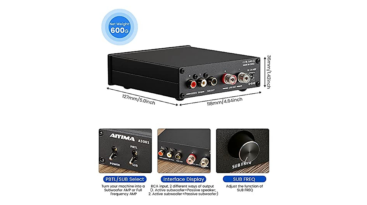 AIYIMA A3001 Mini Amp: 200W Subwoofer & Full-Range Audio