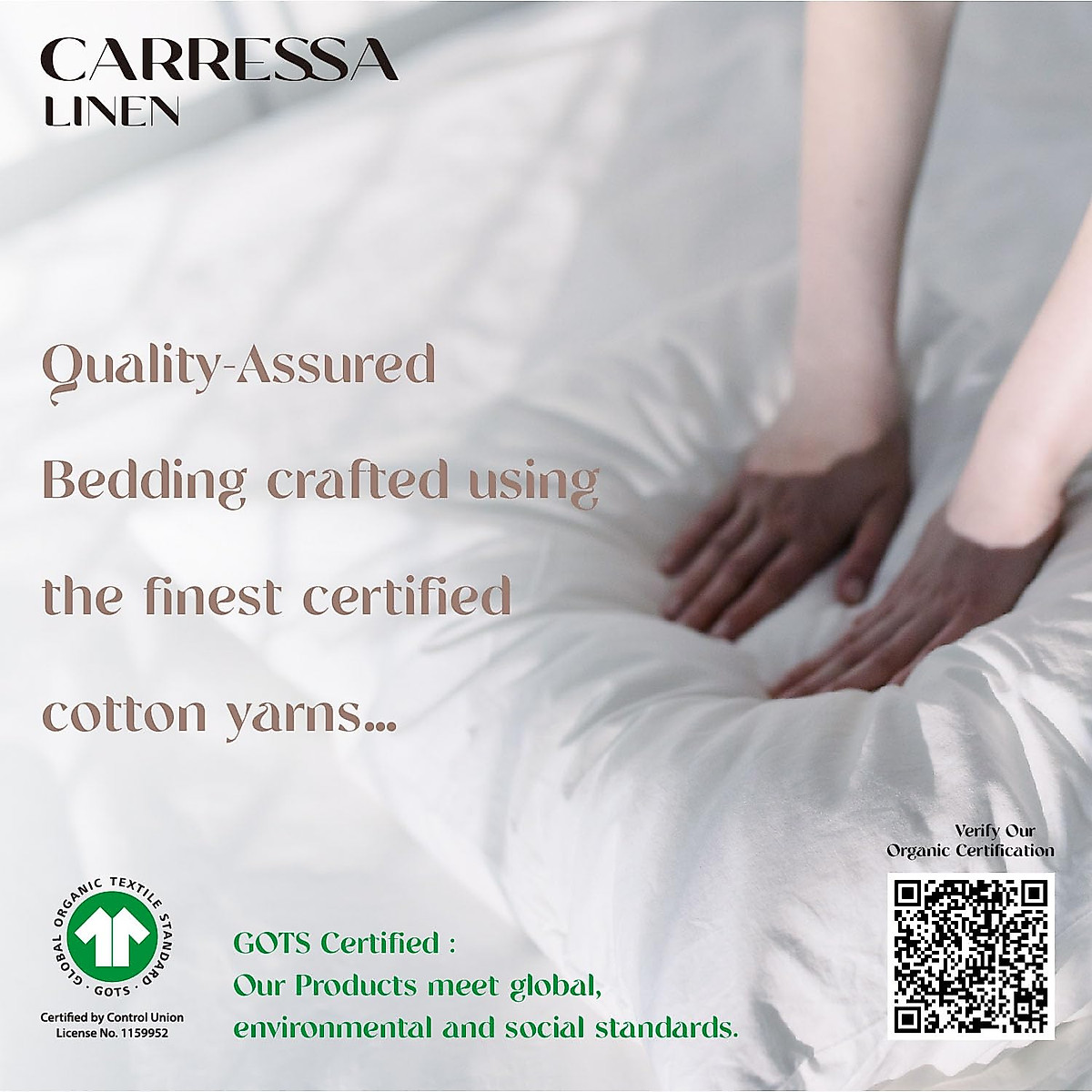 Carressa Linen 100% Organic Cotton Sheet Set King Size - 4 Piece Organic Sheets for King Bed, Soft, Crisp, Cooling Sateen Weave, Breathable Hotel Quality 16" Deep Pocket Bedsheet Set (Taupe)