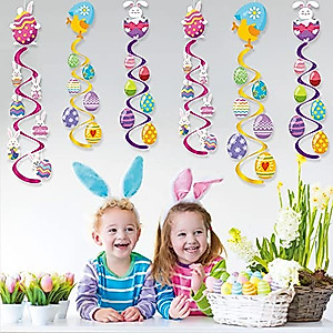 Kristin Paradise 21Ct Easter Hanging Swirl Decorations, Easter Bunny Party Supplies, Easter Eggs Birthday Theme Decor for Boy Girl Kids Baby Shower