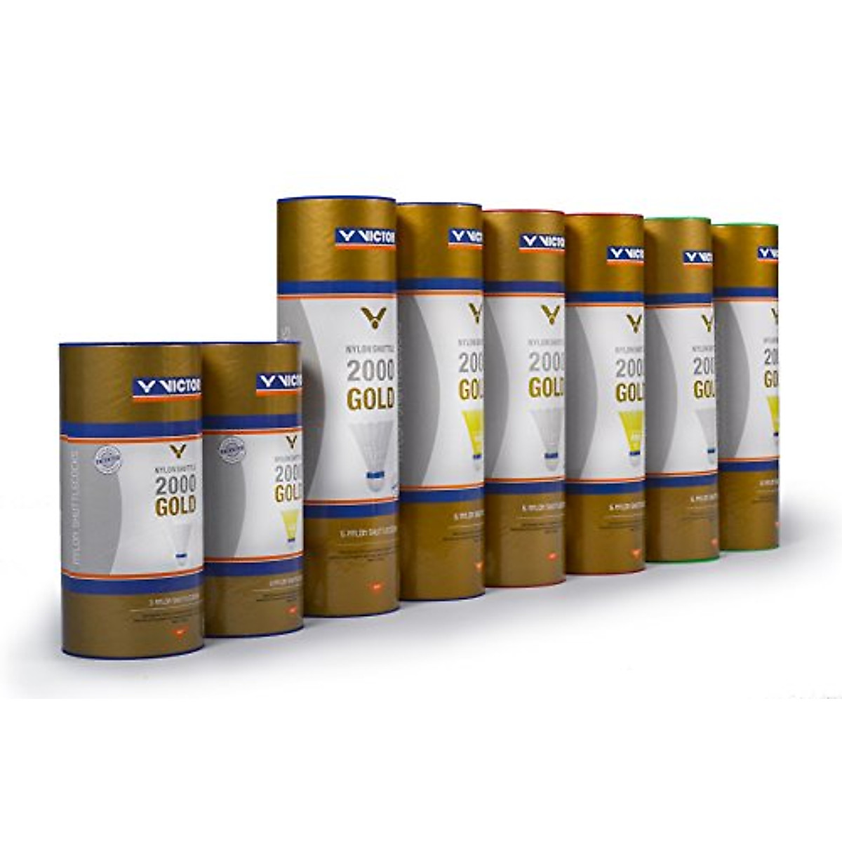 Victor Nylon Shuttlecock Shuttle 2000 6per can, white/green