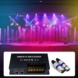 GIDERWEL 4 Channel DMX Decoder RGBW PWM DMX512 Dimmer Driver RGBW LED Strip Light Controller Input 12V-24V DC