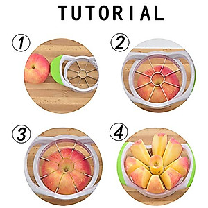 Fruit & Vegetable Corers,Apple Slicer, Stainless Steel Apple Cutter,Divider Up to 4 Inches Apples,Use for Apples, Pears, Potatoes, Onions Cutting,Green