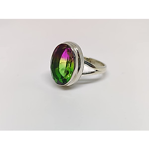 Watermelon Tourmaline Ring, Women Ring, Tourmaline Quartz Ring, 925 Solid Sterling Silver Ring, Gemstone Ring, Handmade Jewelry, Promise Ring, Gift for Her (925 Solid Silver, 5.25)