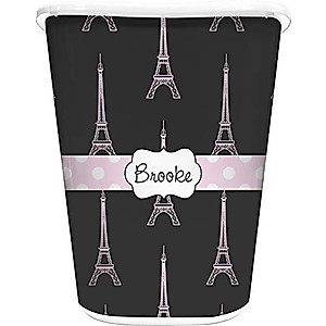 RNK Shops Black Eiffel Tower Waste Basket - Single Sided (White) (Personalized)