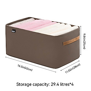 ZXRMY Large Fabric Storage Baskets with Handles 4 Pack Collapsible Storage Bins for Shelves Organizing 16 X 11 X 9.8'' Canvas Basket for Closet Organization