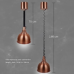 FXJ Food Warmer Lamp, 250W Commercial Food Warmer, Retractable Hanging Food Heat Lamps Heating Lamp, for Food Service Restaurant Catering Supplies (G) (C)