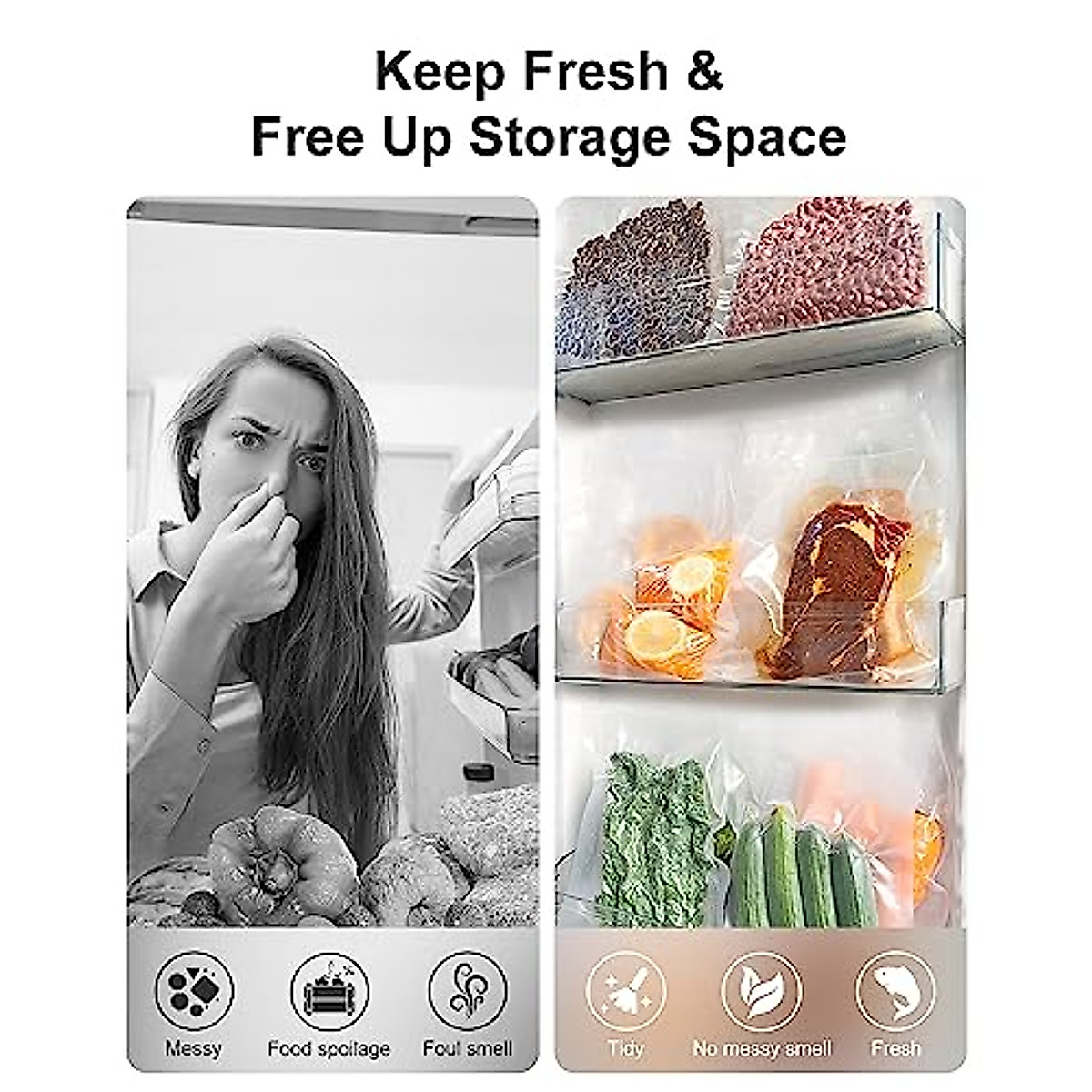 CROWNFUL Automatic Vacuum Sealer Machine, Dry & Moist Food Sealer with Built-in External Suction Tube & Cutter, Removable Drip Tray, 5 in 1 LED Touch Screen Air Sealer Machine with Vacuum Seal Bags/Roll (ETL Certified)