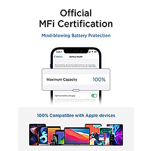 LISEN MFi Certified iPhone Charger Cable (6.6ft), [Never Rupture] Lightning Cable 2.4A Fast Charging iPhone Cord Compatible with iPhone 11 Pro/Xs Max/XR/XS/X/8/8 Plus/7/6/6 Plus/SE/5/5S