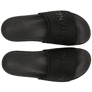 A|X ARMANI EXCHANGE Men's Mesh Rubber Logo Pool Slide Sandal, Black+Black, 7