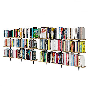 Wallniture Arras 48 inch Long Rustic Floating Shelves for Wall, Wall Bookshelf for Living Room, Floating Wall Shelf for Home Office, Bedroom, Pantry, Kitchen, Set of 6, Burnt, Wood