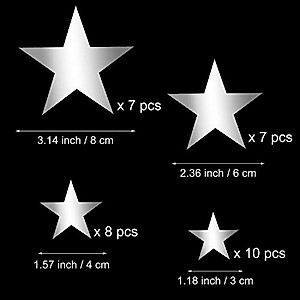 32 Pieces Removable Star Mirror Stickers Acrylic Mirror Setting Wall Sticker Decal for Home Living Room Bedroom Decor (Silver)