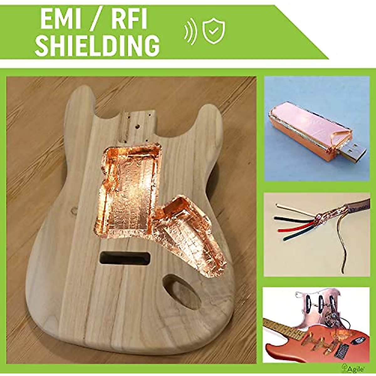 Agile Home and Garden Copper Tape - 40ft Copper Foil Tape Conductive Adhesive - 0.8" Wide Electrical Conductive Tape - Outdoor and Indoor Copper Tape - EMI Foil