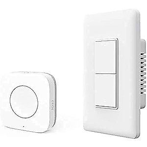 Aqara Smart Light Switch (No Neutral, Double Rocker) Plus Aqara Wireless Mini Switch, Requires AQARA HUB, Zigbee Connection, Remote Control and Set Timer for Home Automation