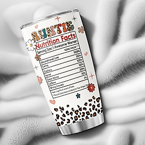 HUBUPU Cheetah Auntie Print Leopard, Aunt Gifts, Tumbler 20 Oz With Lid And Straw, Cool Aunt Club Nutrition Facts