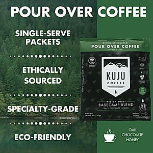 Kuju Coffee Premium Pour Over Camping Coffee Singles - 6 Pack Basecamp Blend, Medium Roast - Superior Instant Pocket Coffee for Backpacking, Travel, and Camp