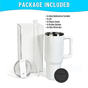40oz Sublimation Tumbler With Handle And Straw Lid, Stanley Dupe 40oz Sublimation Tumbler With Removable Handle,Stainless Steel Double Wall Insulated Tumbler Blanks For Heat Transfer