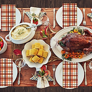 ​Quera 100 Pack Fall Guest Napkins Pumpkin Spice Plaid Autumn Paper Hand towels Thanksgiving Party Supplies Disposable Bar Napkins for Thanksgiving Party, Engagement, Baby Shower, Celebration Party