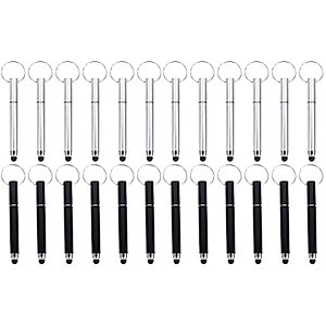 Tofficu 24 Pcs Touch Screen Ballpoint Pen Key Carabiner Stylus Pen Keychain Screen Stylus Pen Black Drawing Pens Ball Point Pens Black Drawing Pen Key Chain Portable Plastic Digital Tablet