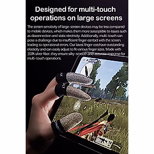 MOMOFLY Gaming Finger Sleeves,Customized for American Finger Sizes,100% Visible Silver Fibers,Just Right Pressure/Breathable/Sweatproof,Silver Bullet Ⅰfor COD Mobile PUBG Gaming Glove（10P） (M)