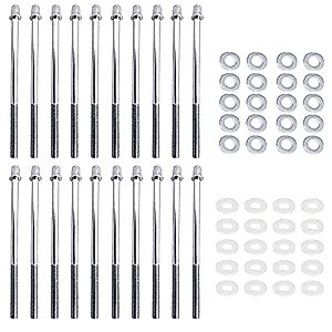 Jiayouy 90mm Bass Drum Tension Rods with Washers Drum Set Mounting Hardware 20/Pack