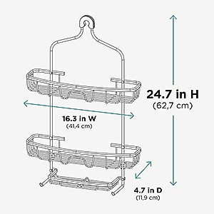 Zenna Home NeverRust Aluminum Extra Wide Hanging Shower Caddy, Satin Chrome