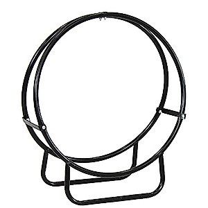 Sunnydaze 24-Inch Firewood Log Hoop - Indoor/Outdoor Round Tubular Steel Wood Storage Holder
