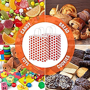 24 PCS Gift Bags, Party Favor Bags with Handles(160X 80 X 220mm),6 Colors Flat Bottom Kraft paper Bags with Handles Suitable for Christmas,Halloween,Kids Birthday,Wedding Party. (Cute Dots)