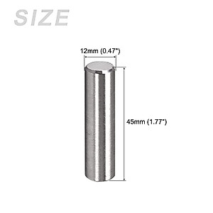 METALLIXITY Dowel Pin (12x45mm) 3Pcs, 304 Stainless Steel Shelf Support Pegs Pin Fastener Elements - for Metal Devices, Furniture Installation, Industrial, DIY