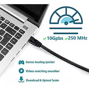 DEEGO Cat 6 Ethernet Cable 50 ft, Flat Wire LAN Rj45 High Speed Internet Network Cable Slim with Clips, Faster Than Cat5e,Cat5 with Snagless Connectors for PS4, Xbox, Switch Boxes, Modem Router,Black
