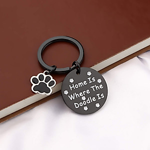 PLITI Golden Poodle Gifts Dog Mom Gifts Dog Dad Gifts Dog Lover Gifts Pet Parent Gift for Couple Dog Owner Gifts Labor Doodle Gifts Home Is Where The Doodle Is Keychain (Home Is Doodle bl)