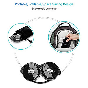 Kinivo BTH240 Bluetooth Headphones (Black, On-Ear, Wireless Music, Hands-Free Calling, Built-in Mic, Foldable, Memory Form Earpads, Travel Bag)