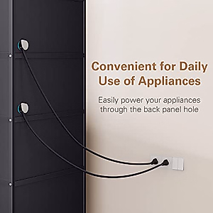 Anycoo 5 Tier Kitchen Bakers Rack with Cabinet, Free Standing Microwave Stand with Storage, Heavy Duty Kitchen Shelf with Wheels, Microwave Cart with Flip Door (27.5’’ L x 15.7’’ W x 62’’ H)