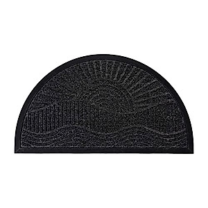 SUNNOW Sunrise Door Mat Half Round, Waterhog Front Doormat with Non Slip Rubber Backing, Heavy Duty Entry Dirt Trapper Rug for Outdoor Indoor Entrance High Traffic Areas, 17"x 30"