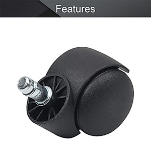Caster Furniture，Rubbered Trolley Wheels ， Castor Wheels,Furniture Casters,Office Chair 2-inch Dia Twin Wheel Nylon 360 Degree Rotatable Swivel Stem Caster 1pcs/2pcs/4pcs