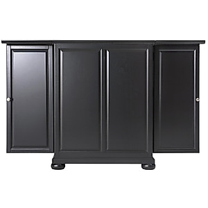 Crosley Furniture Alexandria Expandable Bar Cabinet with Storage Shelves, Drawer, and Wine Rack, Black