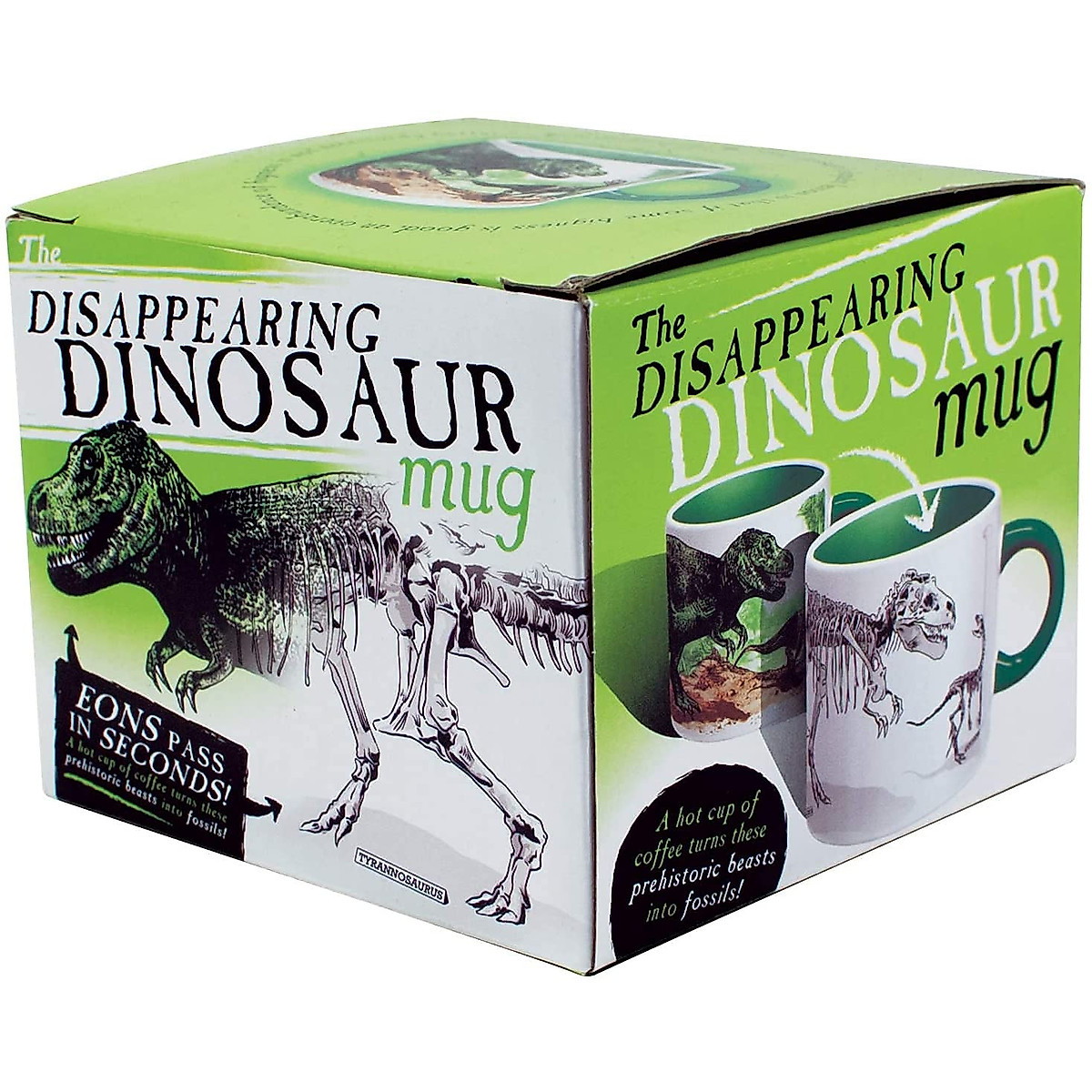 The Unemployed Philosophers Guild Disappearing Dino Mug - Heat Sensitive Color Changing Coffee Mug - Add Hot Liquid and Watch Dinosaurs Turn to Fossils