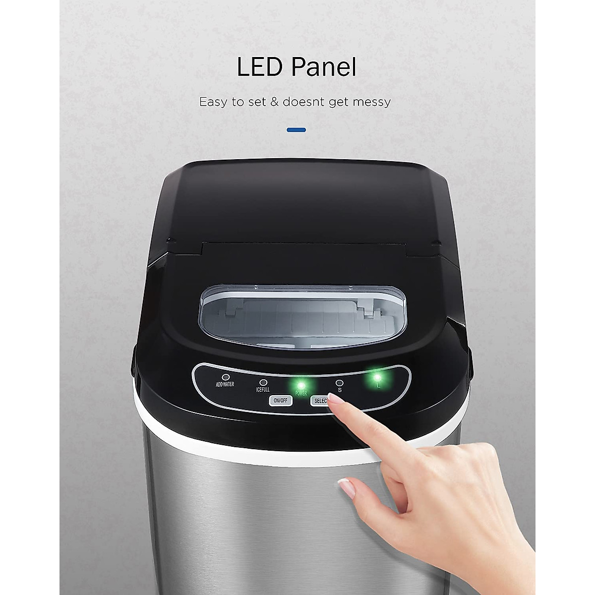 SOUKOO Ice Makers Countertop 26lbs/24h Portable Ice Maker (Stainless Steel)………