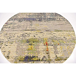 Unique Loom Chromatic Collection Modern Rustic & Vibrant Abstract Area Rug for Any Home Décor, 8' 0" x 8' 0", Beige/Gray