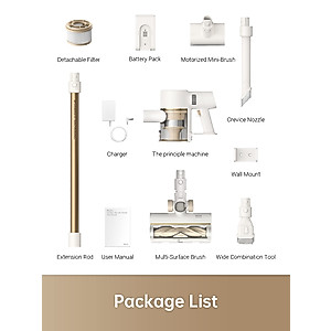 DREAME R10 Cordless Vacuum Cleaner, 120AW Powerful Stick Vacuum with Led Headlights, Anti-Tangle Brush, Up to 60 Mins Rechargeable Battery, Handheld Vacuum Deep Clean Hair, Hard Floor, Carpet