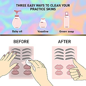 BRAWNA [ Upgraded Version ] Eyebrow Practice Stencil with Microblading Practice Skin | Microblading Template for Eyebrow Tattoo | Microblading Training Supplies | PMU Kit | 10 brow Shapes