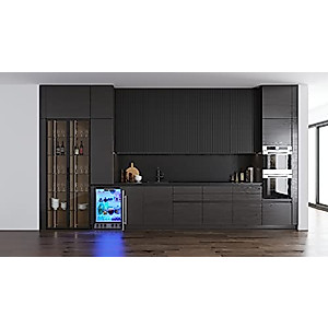 KoolMore 23.4” Built-In Mini Fridge for Food and Beverages with Glass Shelves, Stainless Steel Door, Adjustable Temperature, LED Light, for Home, Office, Garage, or Dorm [5 Cu. Ft.] (KM-BIR5C-SS)
