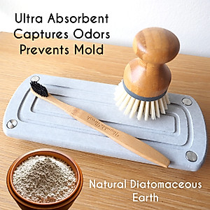 Evovee Stone Sink Caddy Fast Drying Stone Instant Dry Sink Organizer Bathroom Diatomaceous Earth Drying Stone For Kitchen Counter Sink Tray for Soap Bottles