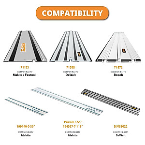 POWERTEC 71358 Track Saw Guide Rail Connector Set for Festool, Makita, DeWalt, and Triton | Pack of 2