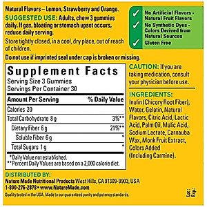Nature Made Fiber 6 g, Dietary Supplement for Digestive Health Support, 90 Fiber Gummies, 30 Day Supply