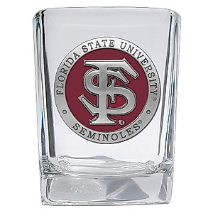 Heritage Pewter Florida State University Square Shot Glass | Hand-Sculpted 1.5 Ounce Shot Glass | Intricately Crafted Metal Pewter Alma Mater Inlay