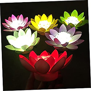 OSALADI 4pcs Wedding Decor Floating Pond Lights Flower Floating Lights Fleur De Lis Decor Lilly Pads Flower Pool Light Chinese Wedding Decoration Floating Flowers for Pool Buddha Lamp Lily