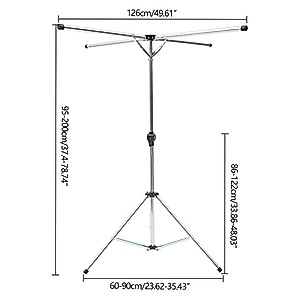 panfudongk Foldable Clothes Drying Laundry Rack Portable Space Saving Laundry Drying Rack 4 Poles