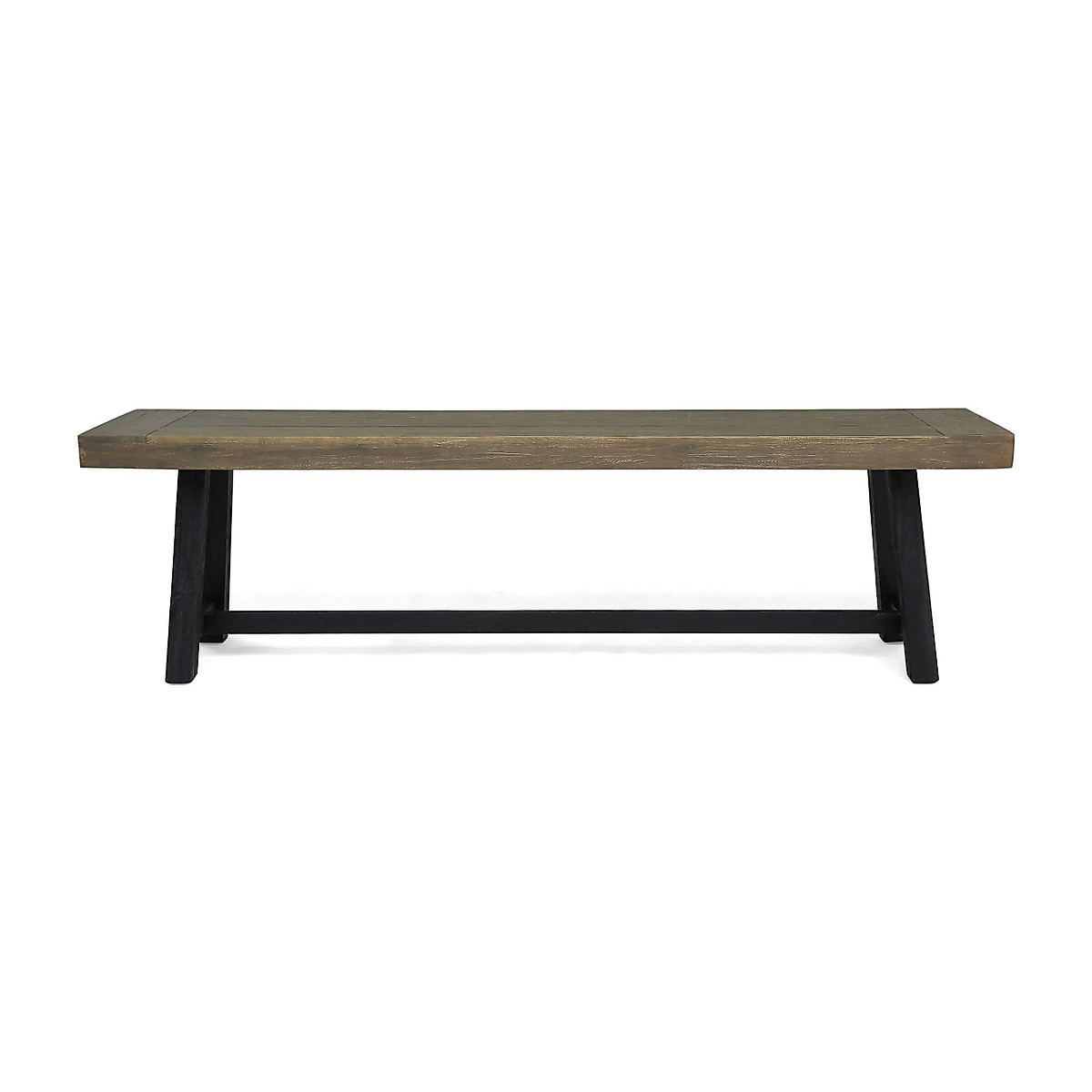 Christopher Knight Home Toby Outdoor Acacia Wood Bench, Sandblast Gray Finish and Black
