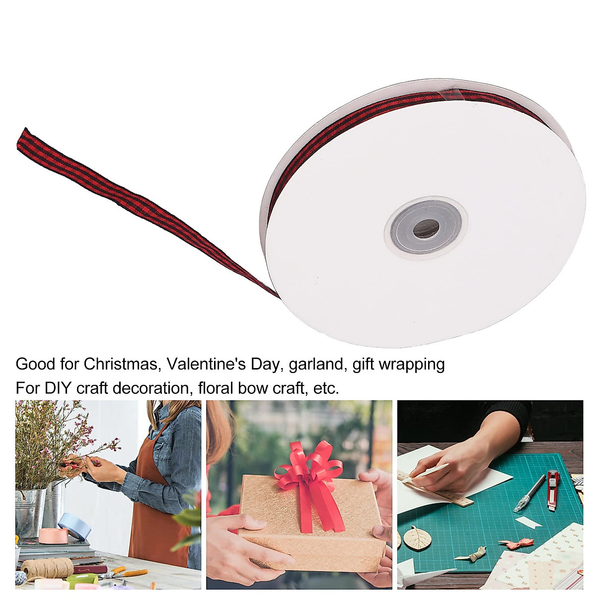 Christmas Wrapping Ribbon Festive Ornament Ribbons 50 Yards Wrapping Bands Gift Gifts Decorative Checks